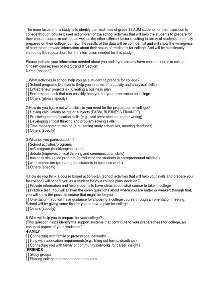 Survey Questionnaire Po | PDF | Critical Thinking | Entrepreneurship