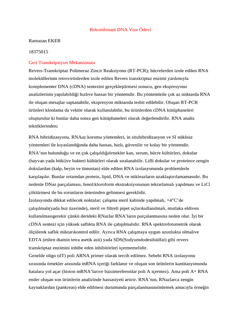 Rekombinant Dna Vize Odevi | PDF