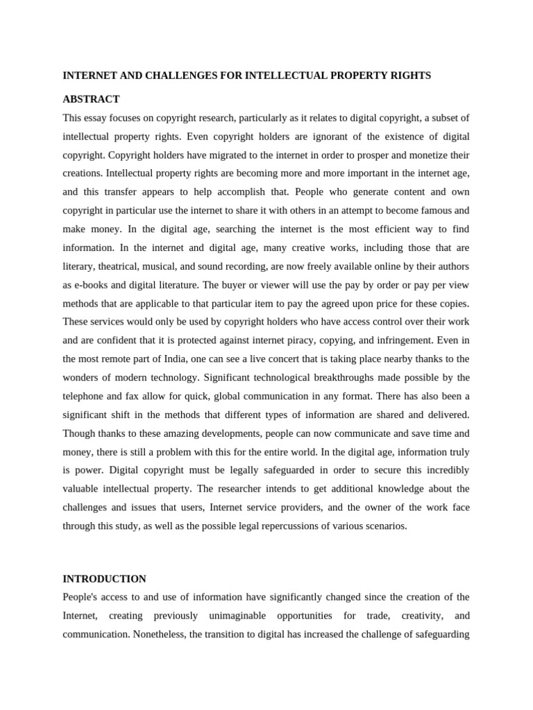 Internet and Challenges For Intellectual Property Rights | PDF ...