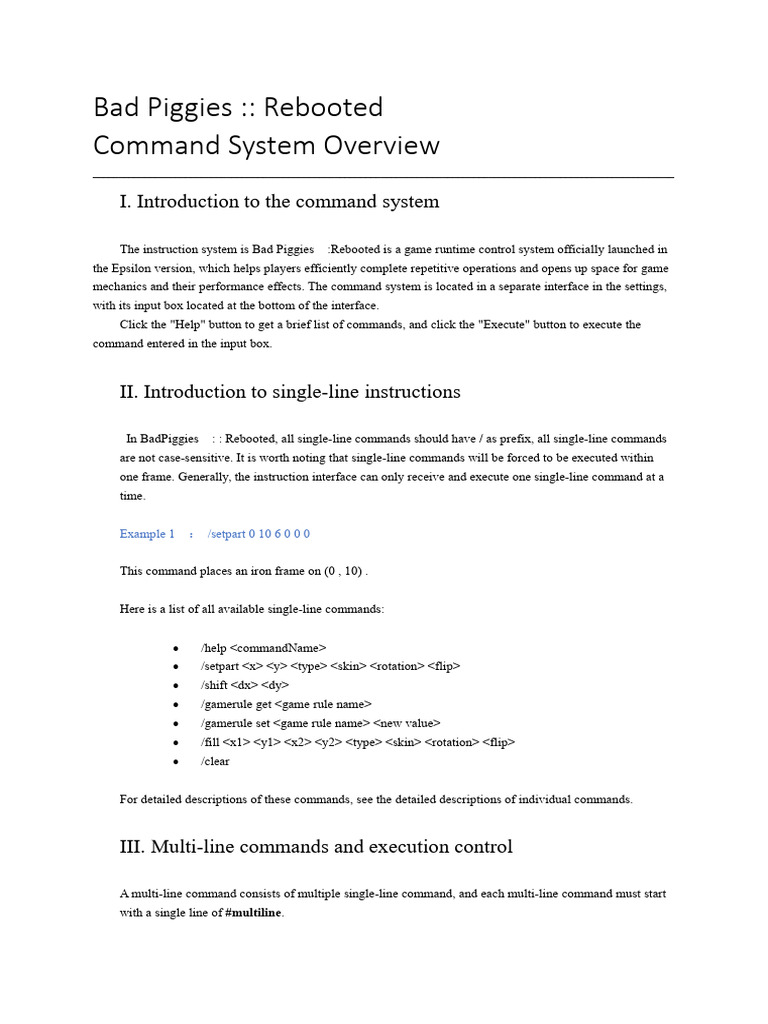 Bad Piggies Rebooted Command System Overview | PDF | Software Engineering | Computing