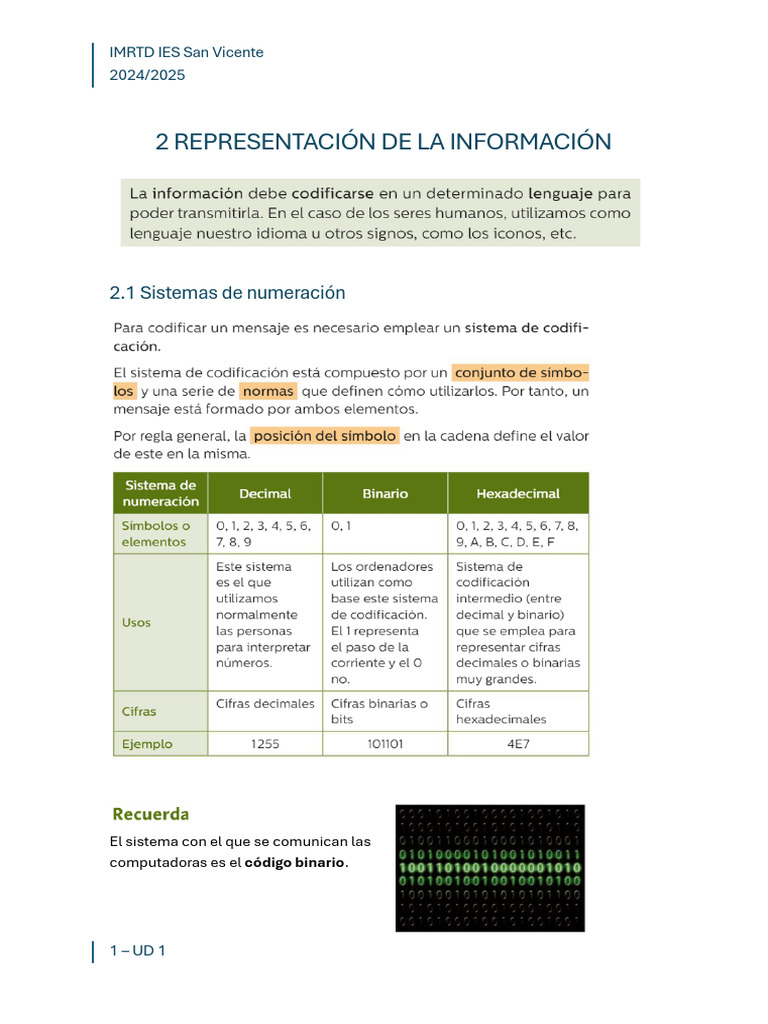 UI1 - 2 - Representación de La Informacion | PDF | Poco | Byte