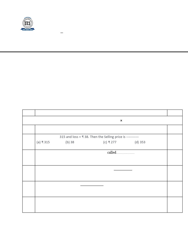 Class 5 Maths Term 1 Model Paper 2024 | PDF | Angle | Elementary ...