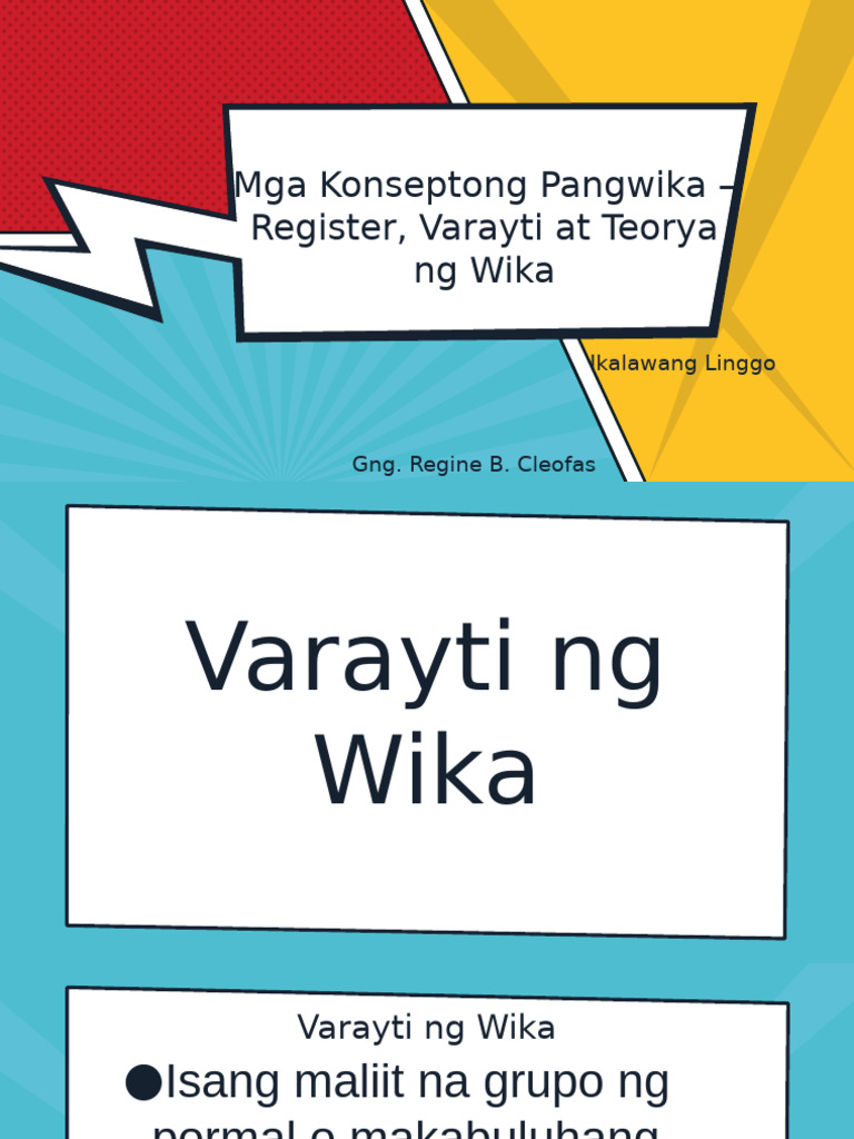 Mga Konseptong Pangwika Rejister Varayti at Teorya | PDF