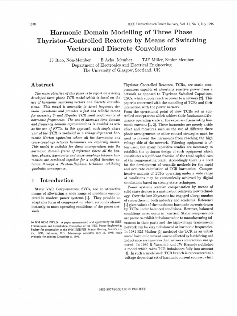 Harmonic Domain Modelling of Three Phase Thyristor-Controlled Reactors ... Harmonic Domain Modelling of Three Phase Thyristor-Controlled Reactors ...