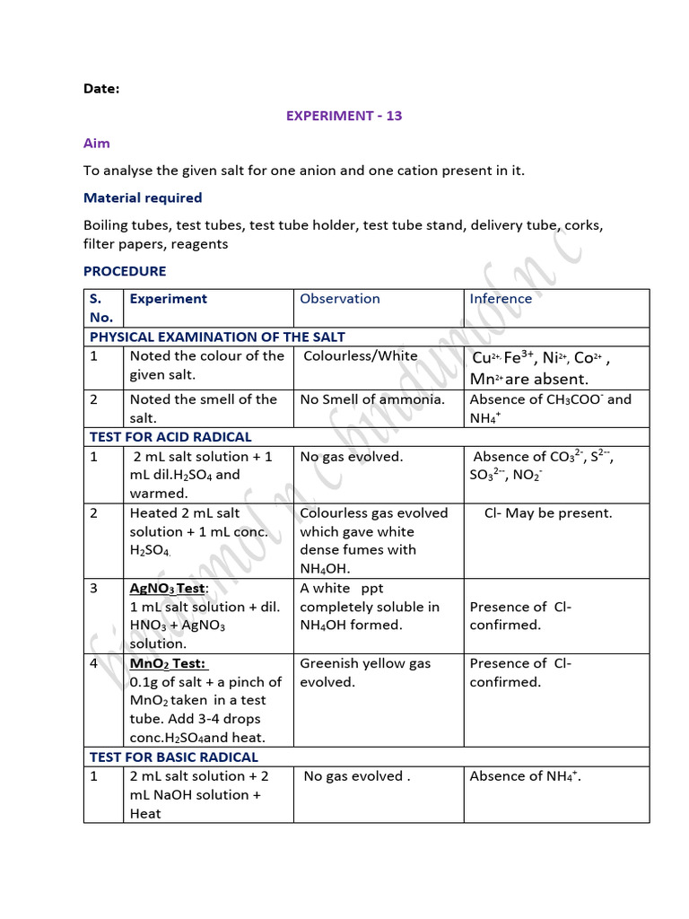 Experiment 13 BaCl2 | PDF | Salt (Chemistry) | Ammonium