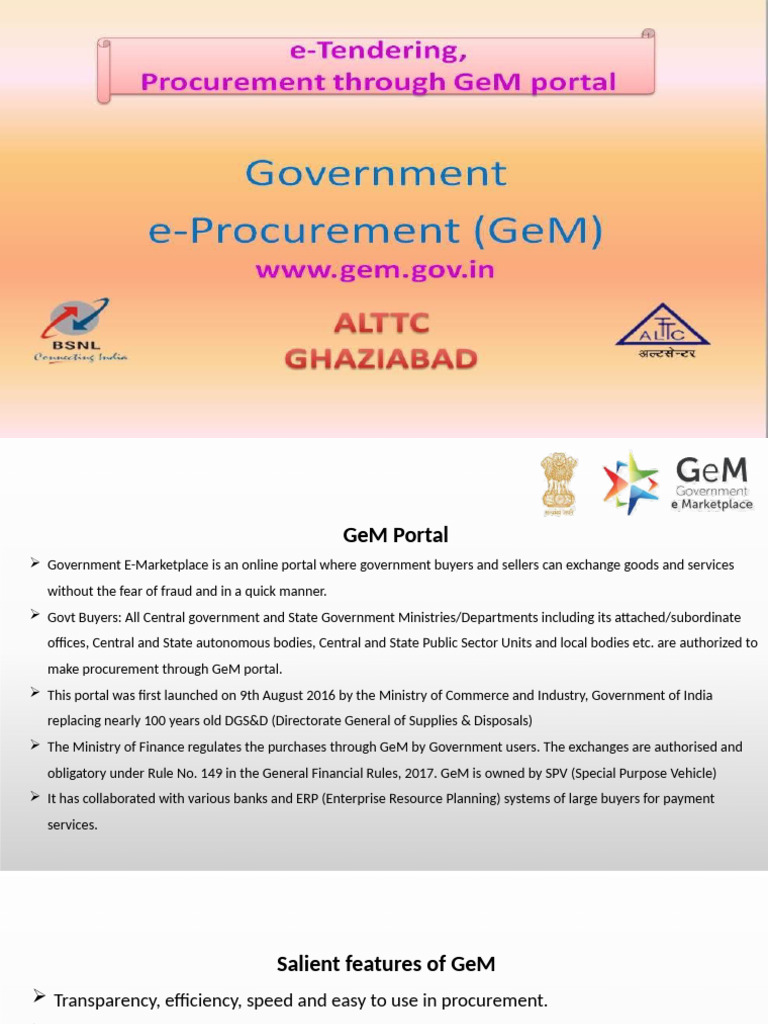 PROCUREMENT THROUGH GeM ..Under Planing & Operation | PDF | Auction ...
