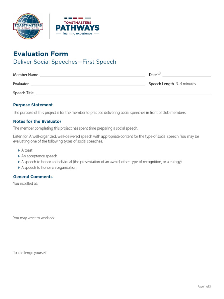 Deliver Social Speechesevaluation Resource | PDF | Speech | Gesture