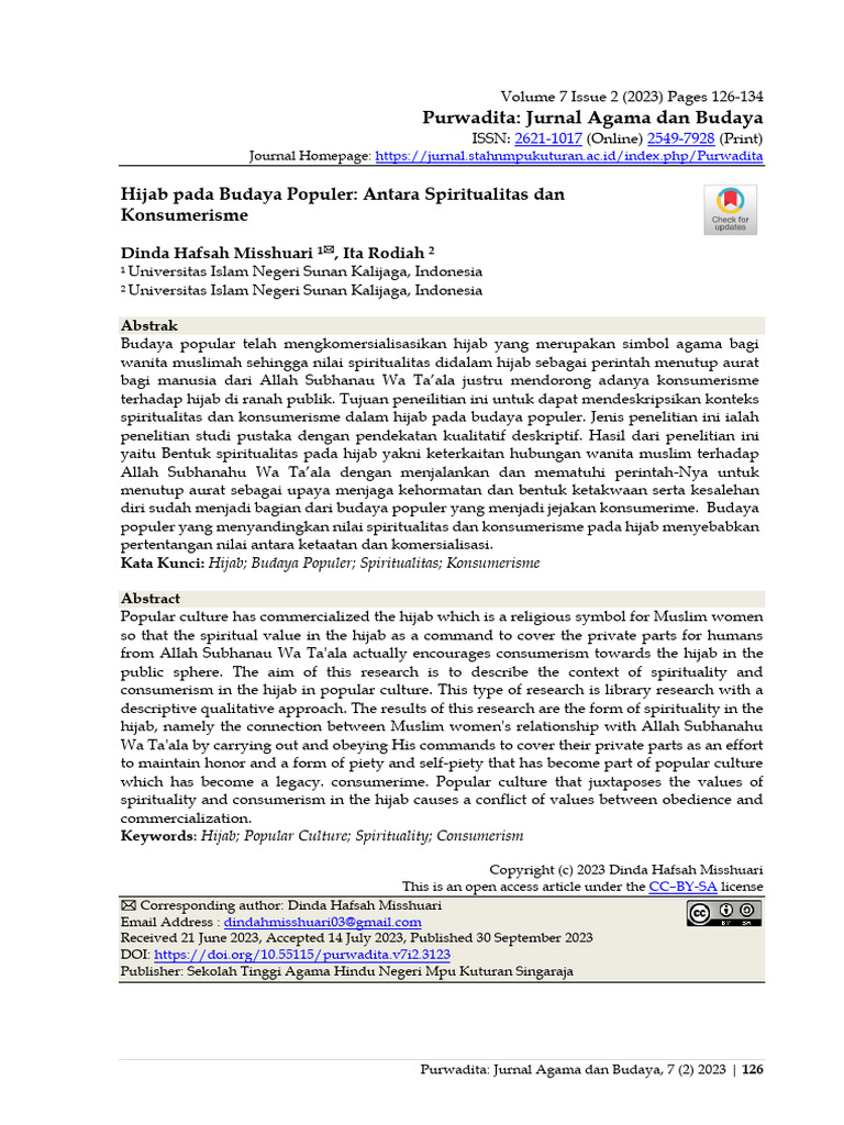 Hijab Pada Budaya Populer - Antara Spiritualitas Dan Konsumerisme | PDF | Ilmu Sosial | Sejarah