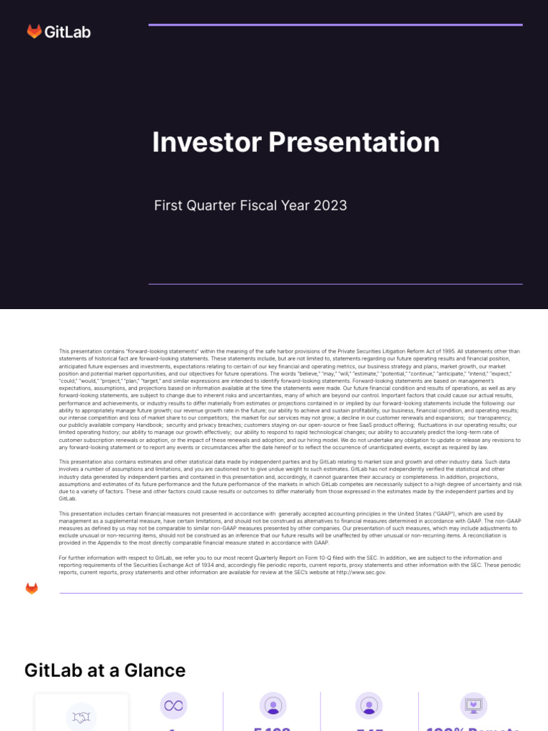 GitLab Investor Presentation - Q1-FY23 | PDF | Intangible Asset | Fiscal Year