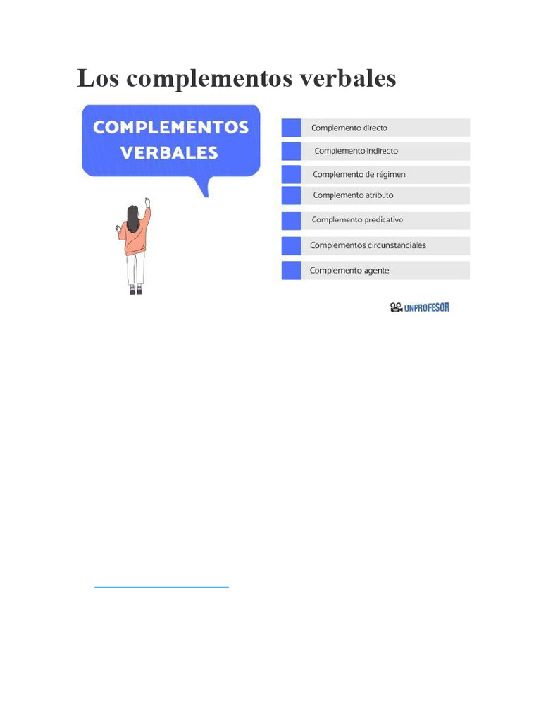 Tipos y ejemplos de complementos verbales | PDF | Verbo | Objeto (gramática)