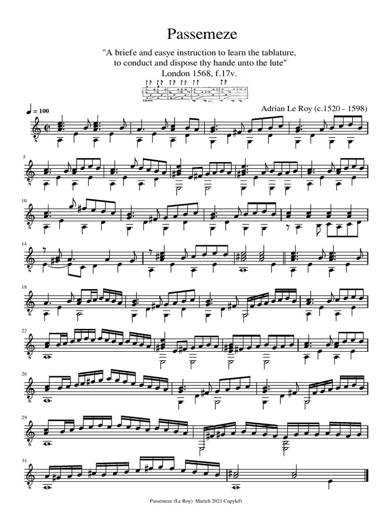A. Le Roy, Passemeze (Musescore) | PDF