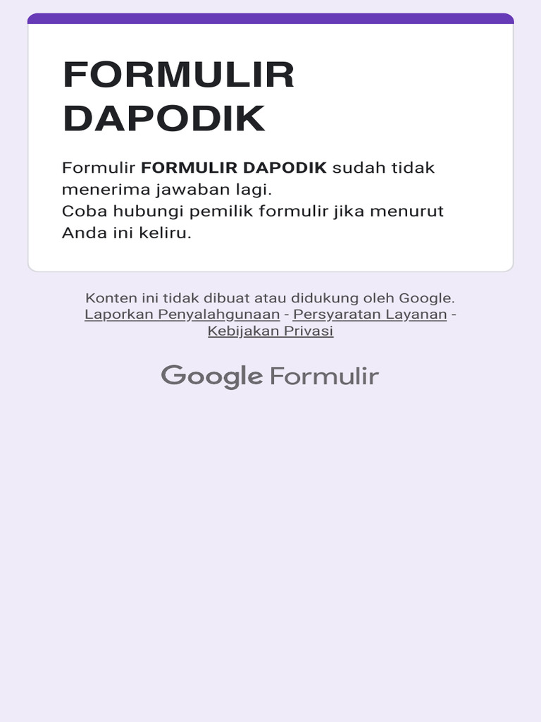 Formulir Dapodik | PDF