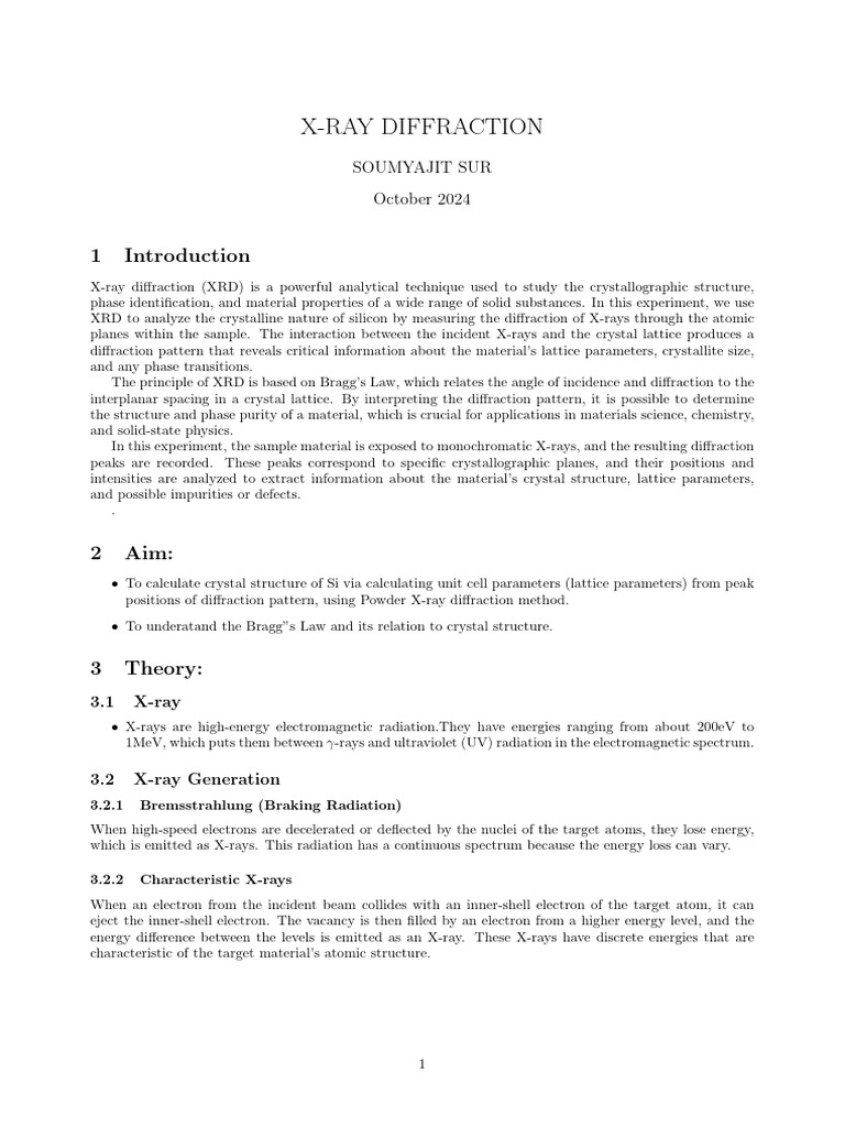 x Ray Diffraction | PDF | X Ray Crystallography | Electron