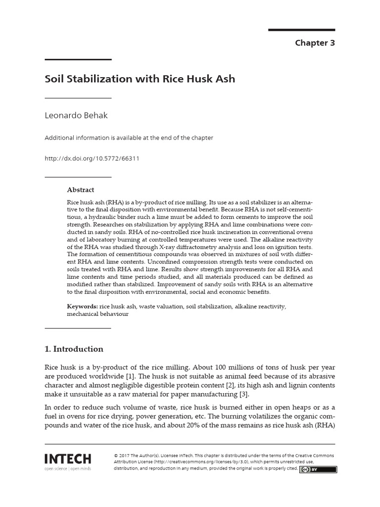 Rice Husk Ash for Soil Stabilization | PDF | Silicon Dioxide | Cement