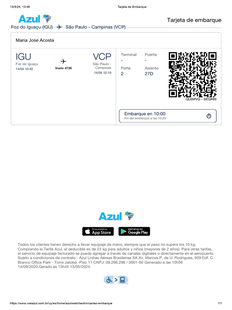 Tarjeta de Embarque | PDF