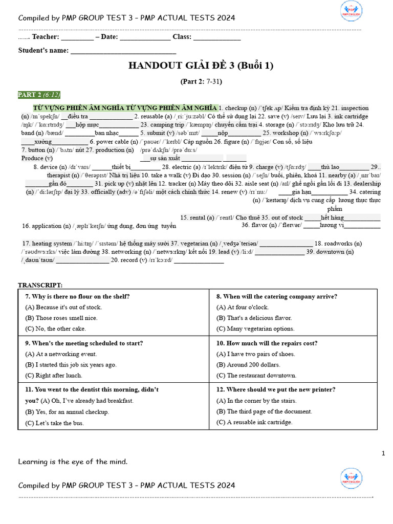 Test 3 Online - PMP Actual Test 2024 | PDF | Teaching Methods ...