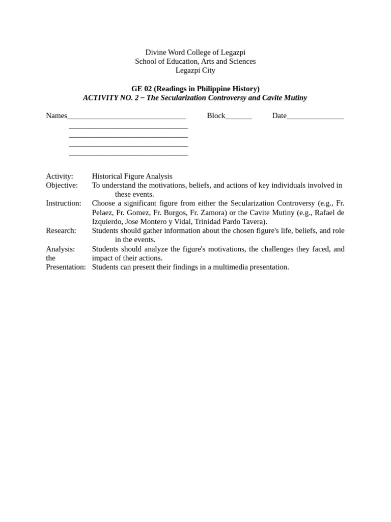 Secularization & Cavite Mutiny Analysis | PDF