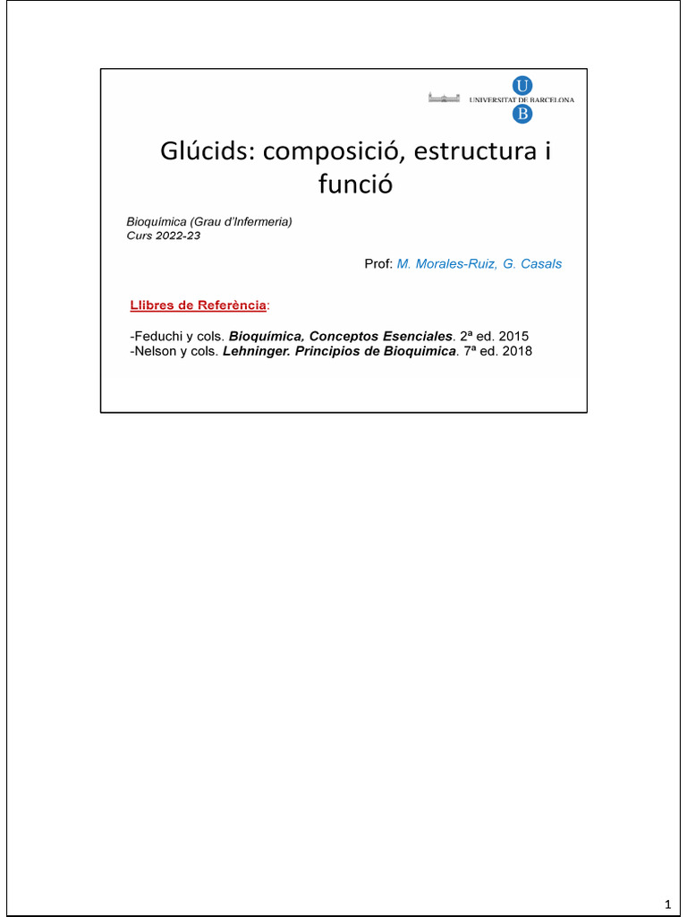 Estructura Classificaciã Glucids - 2023 | PDF