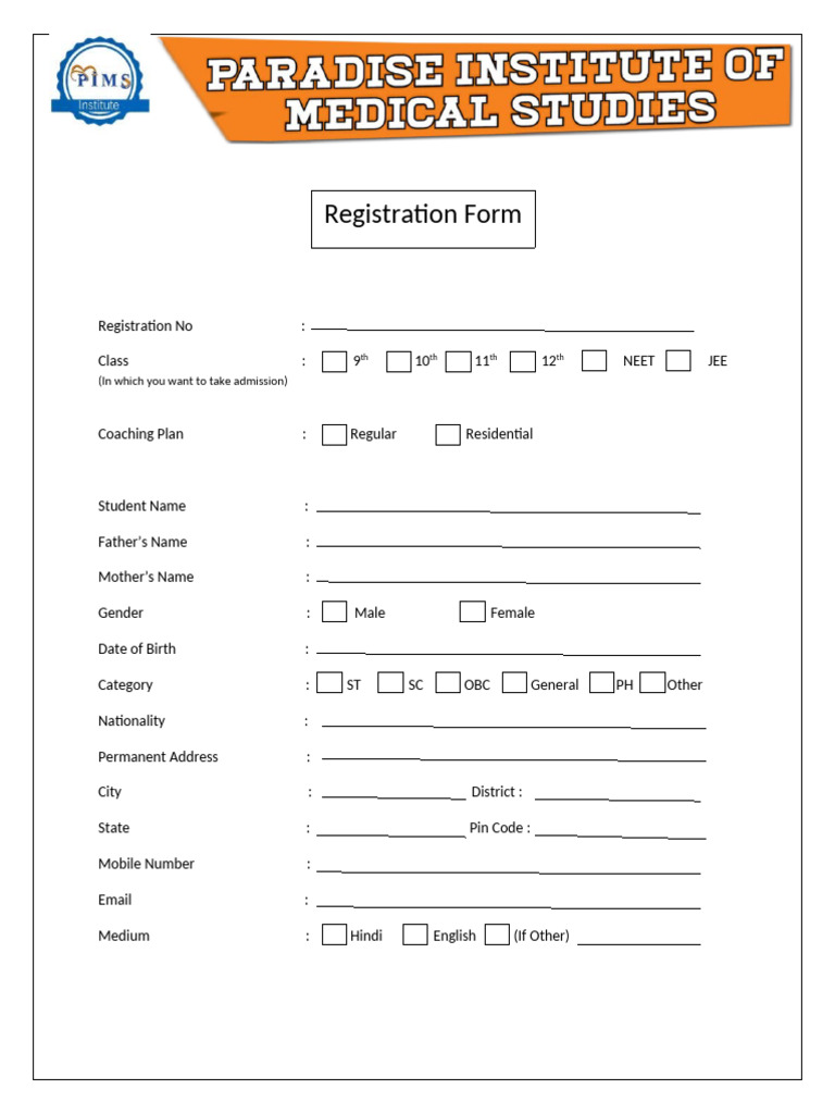 Registration Form 1 | PDF