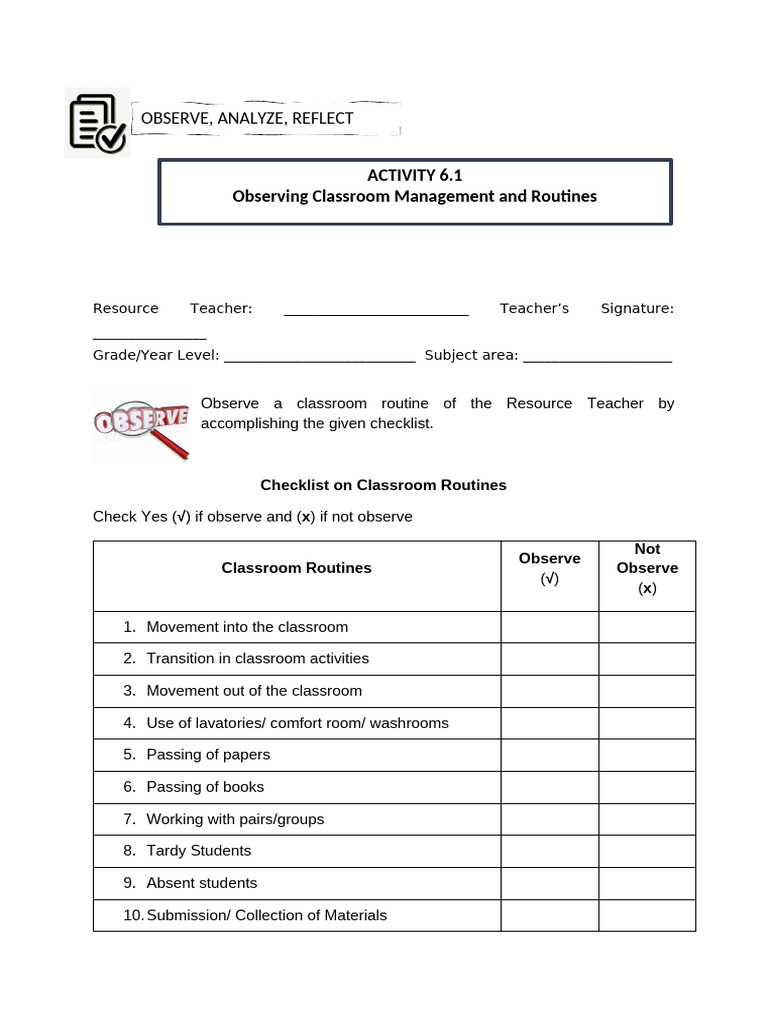 Activity 6.1 | PDF | Classroom | Behavior Modification