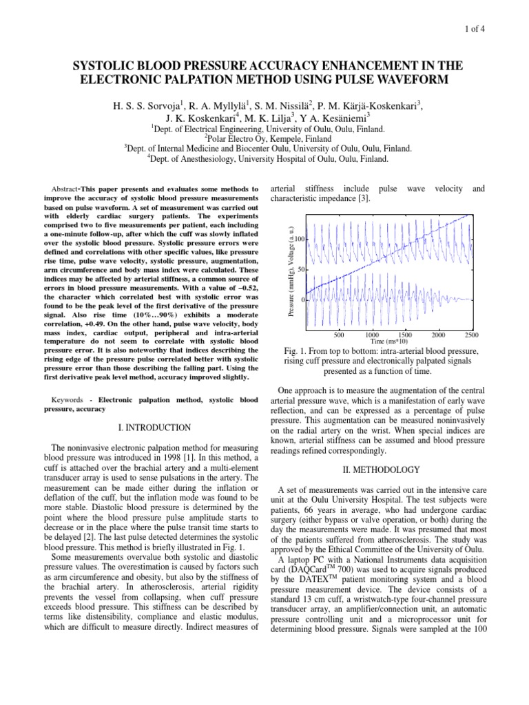 Systolic Blood Pressure Accuracy Enhancement in The Electronic ...