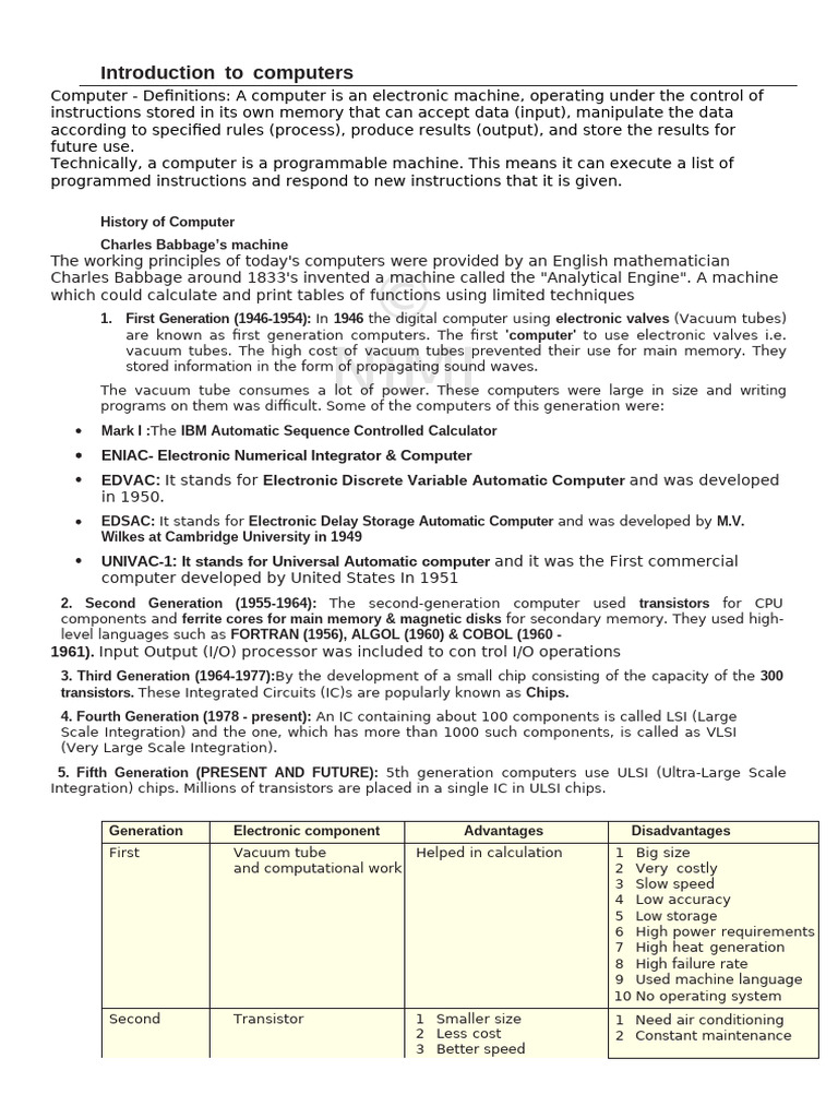 Introduction To Computers | PDF | Integrated Circuit | Computer Data Storage