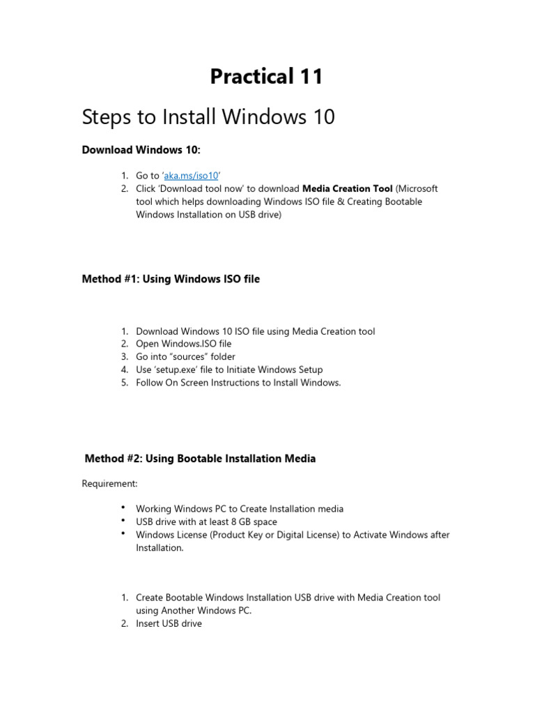 Steps To Install Windows 10 | PDF | Computers