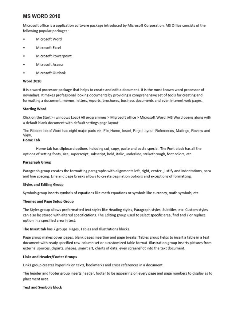 BASICS OF MS WORD | PDF | Microsoft Word | Microsoft Office