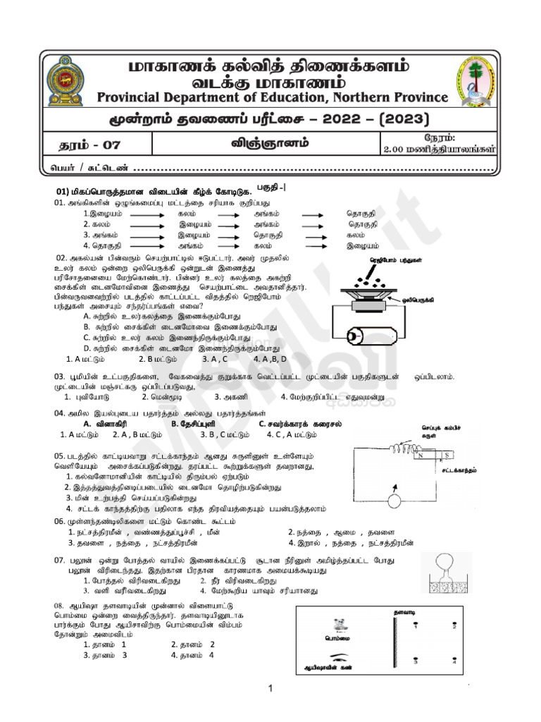 Gr7 Ta Science 2022 Term 3 | PDF