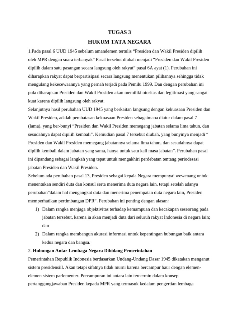 Tugas 3-Hukum Tata Negara | PDF | Politik | Hukum