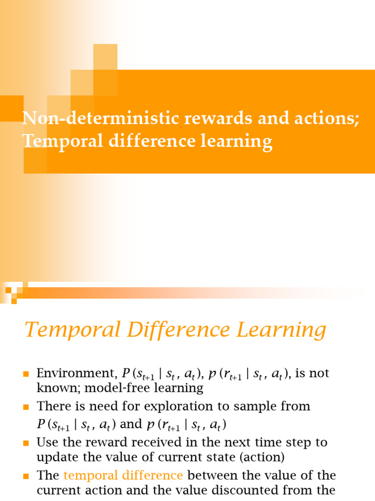 8.non-Deterministic Rewards and Actions-Temporal Difference Learning | PDF | Artificial ...