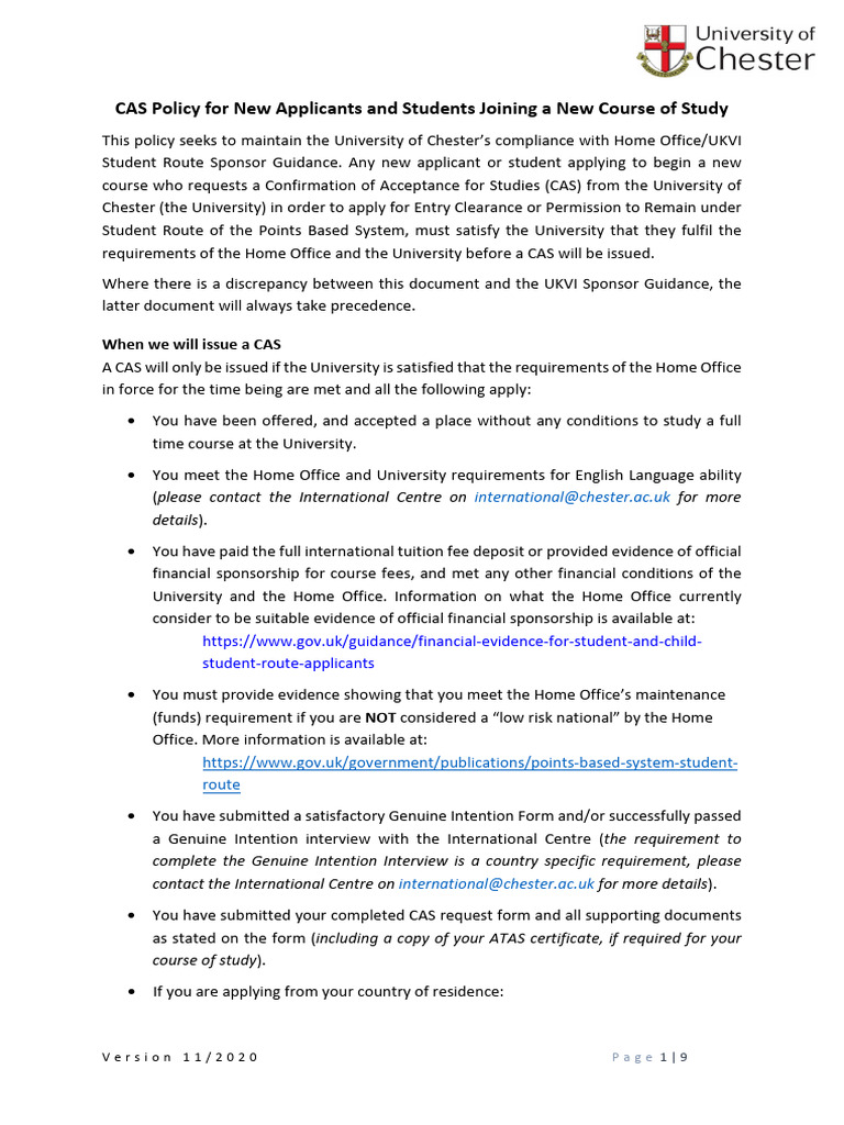 Cas Policy | PDF | Travel Visa