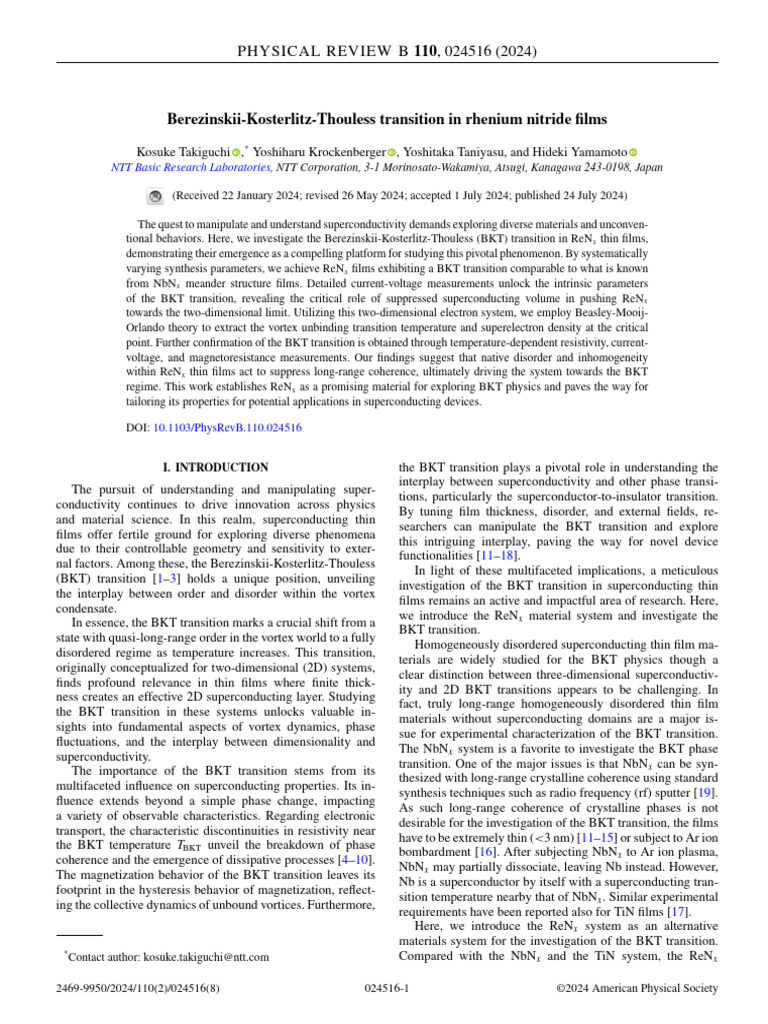BKT-ReN-PRB | PDF | Superconductivity | Electrical Resistivity And ...