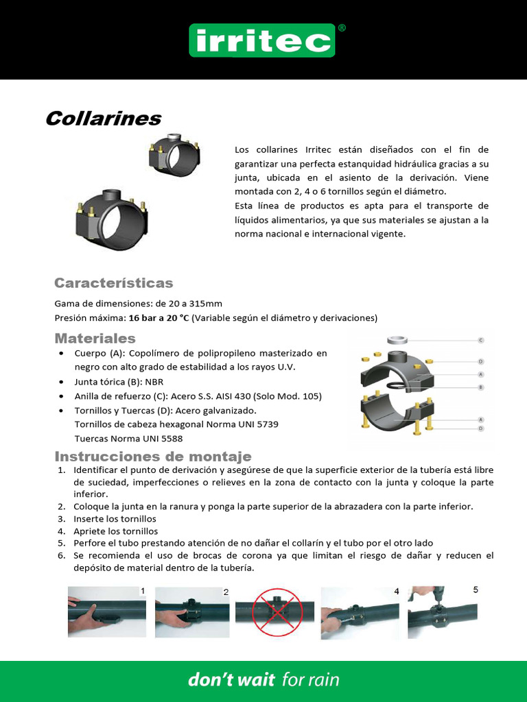 Collarines - Ficha Tec | PDF | Tornillo | Metalurgia