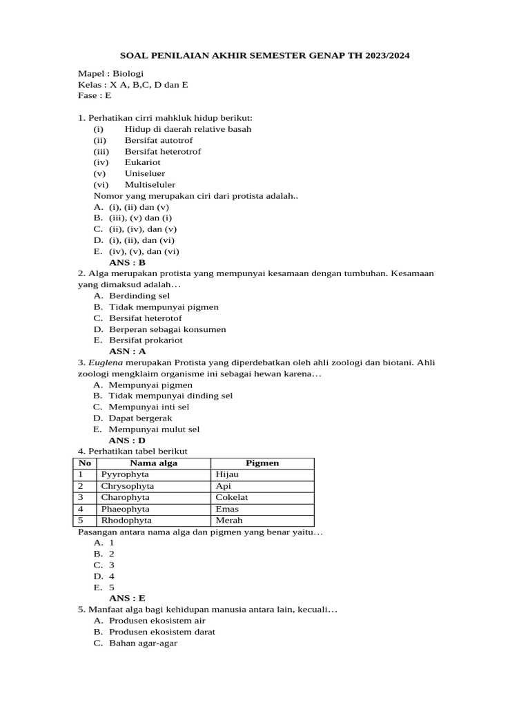Soal Bio Pat | PDF