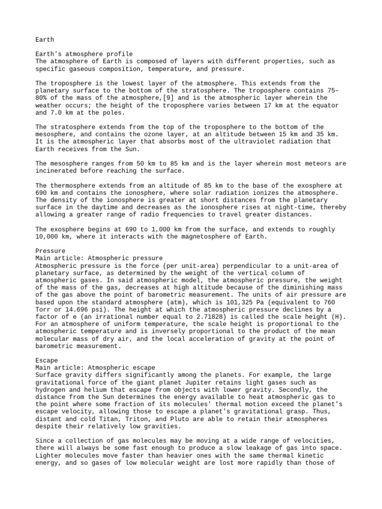 Structure of atmosphere | PDF | Atmosphere | Atmosphere Of Earth