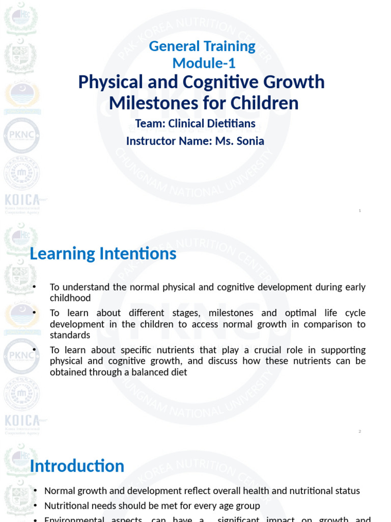 M1. Cognitive & Physical Growth Milestone For Children | PDF | Thought | Human Development