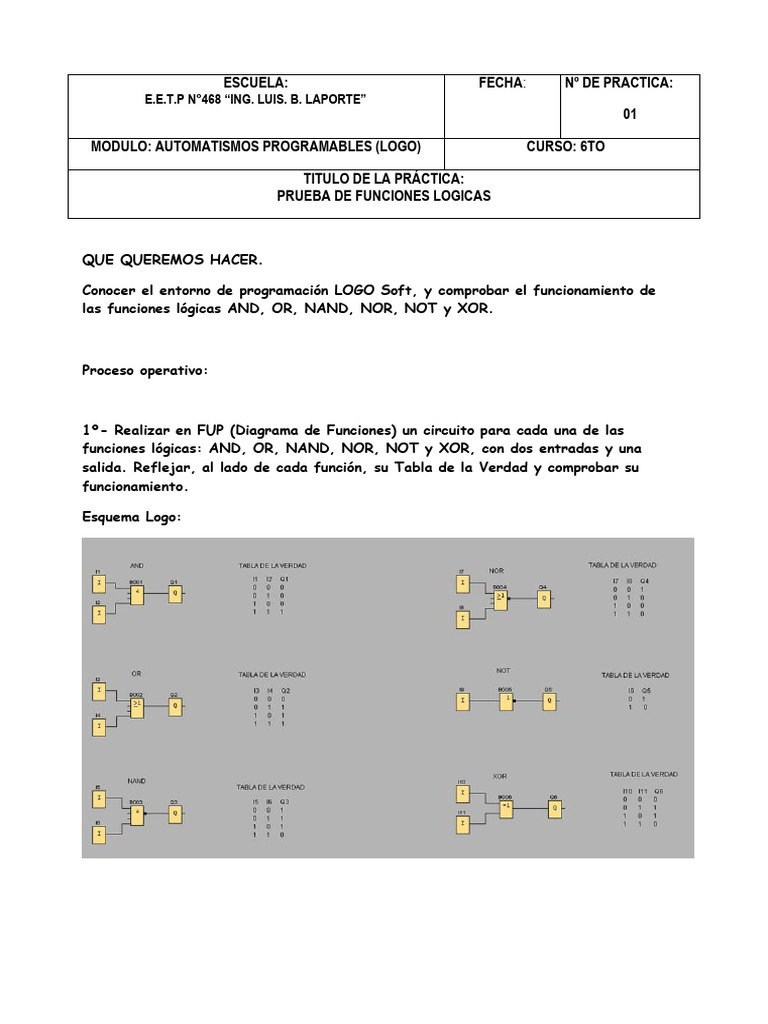 Prueba de Funciones Lógicas | PDF