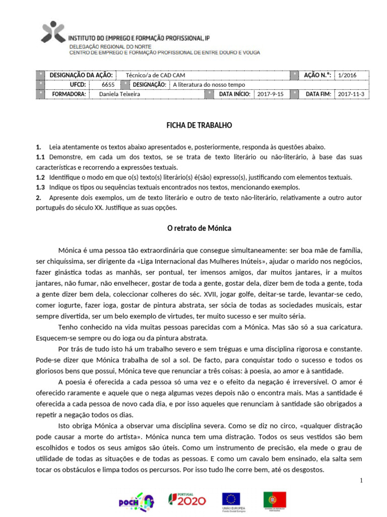 For 03 APZ-Ficha de Trabalho1 6655 | PDF | Amor | Roupas