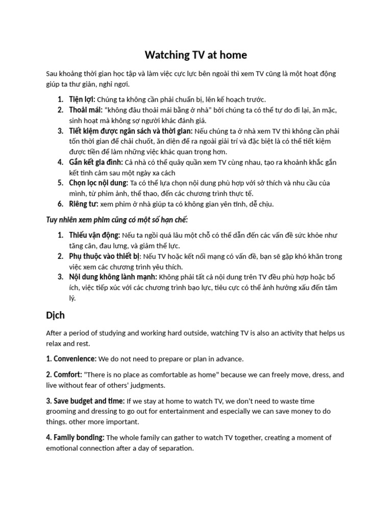 Watching TV at Home | PDF