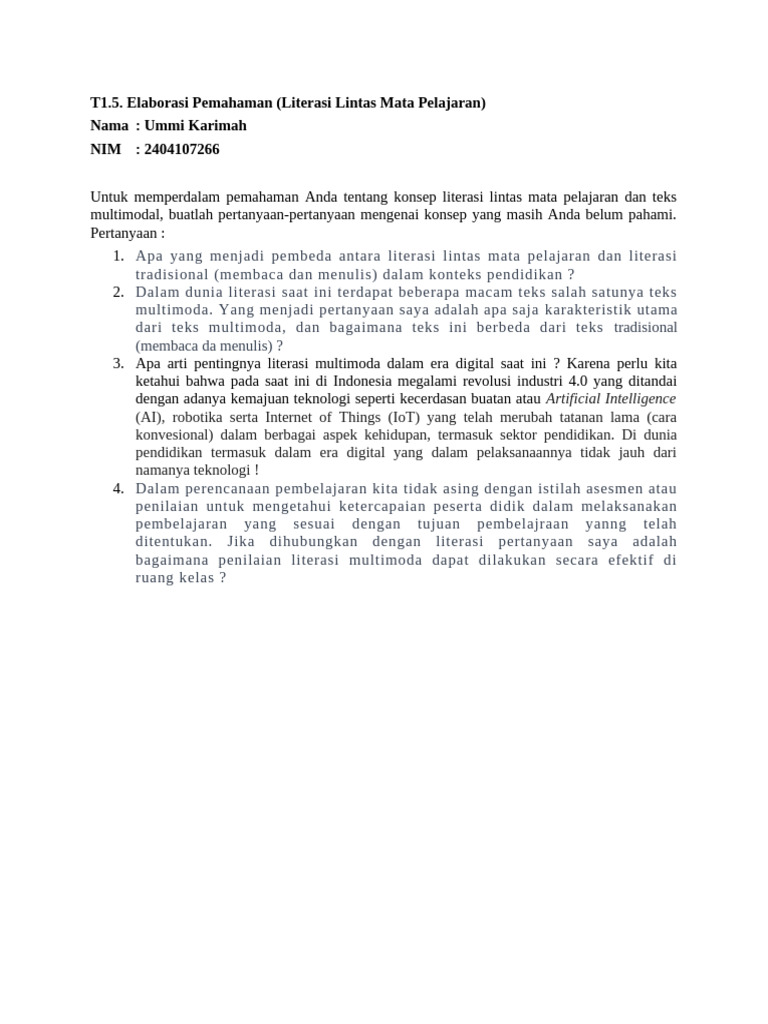 T1.5 Elaborasi Pemahaman | PDF