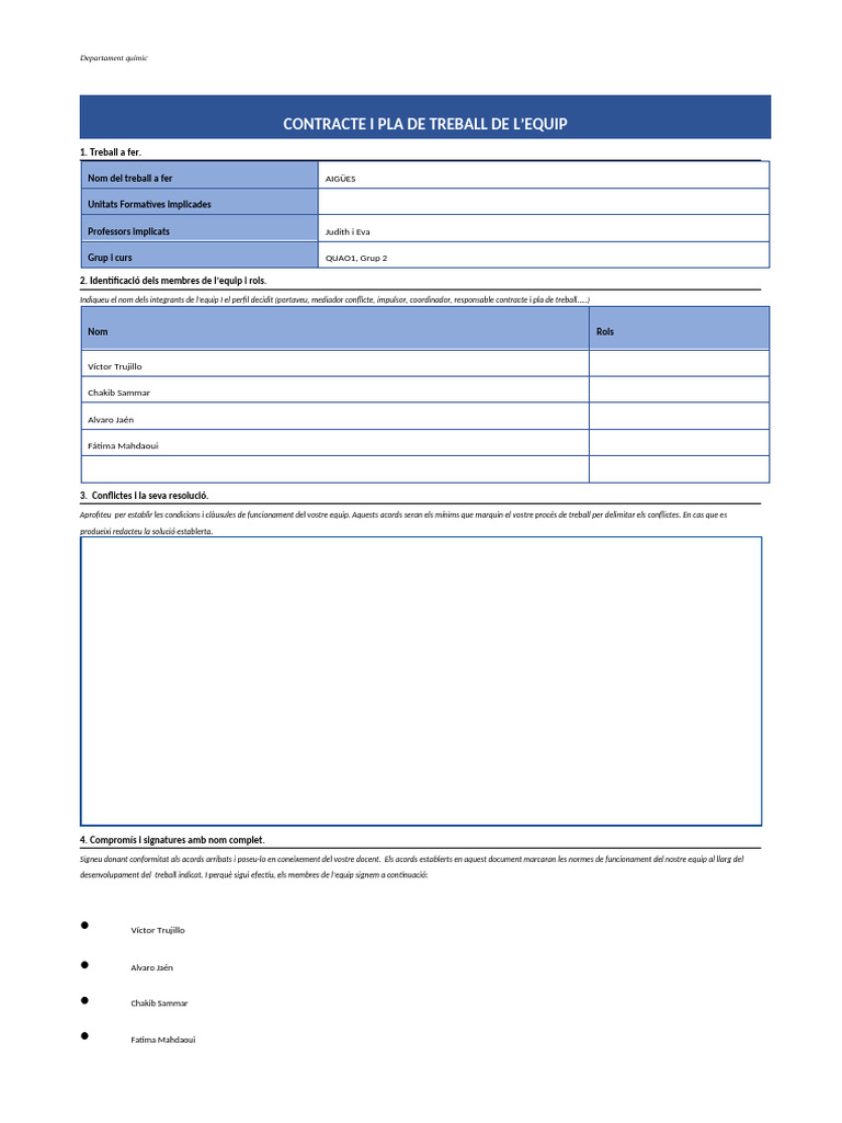 3 Contracte D - Equip I Pla de Treball Grupal | PDF