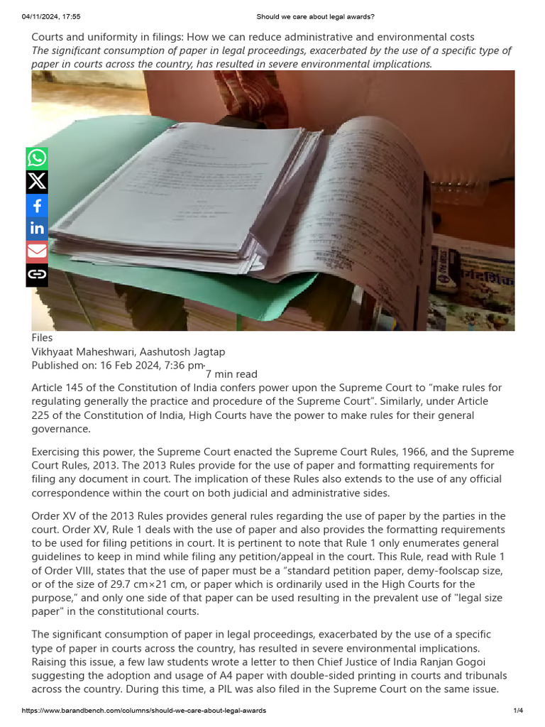 use of paper and formatting IN COURTS | PDF | Supreme Court Of India ...