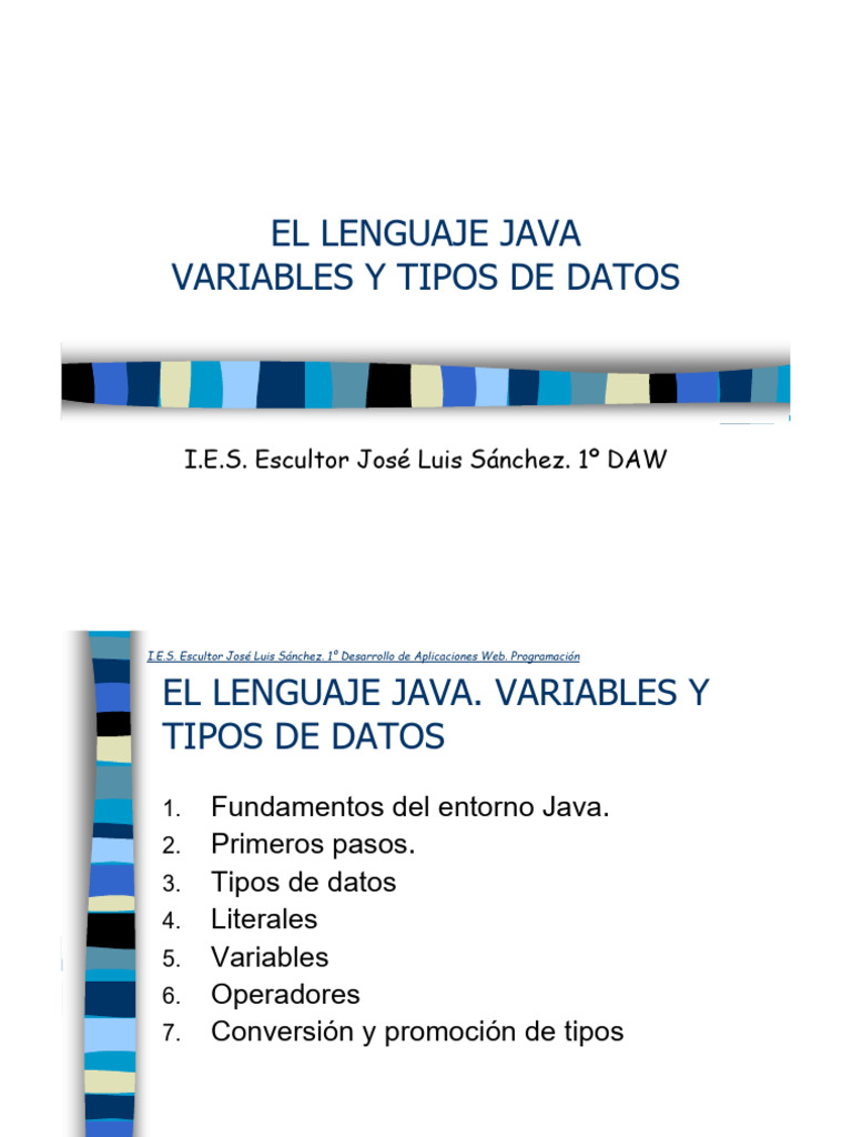 Ut2 Java Variables Tiposdatos Completo Pdf Java Lenguaje De Programación Tipo De Datos