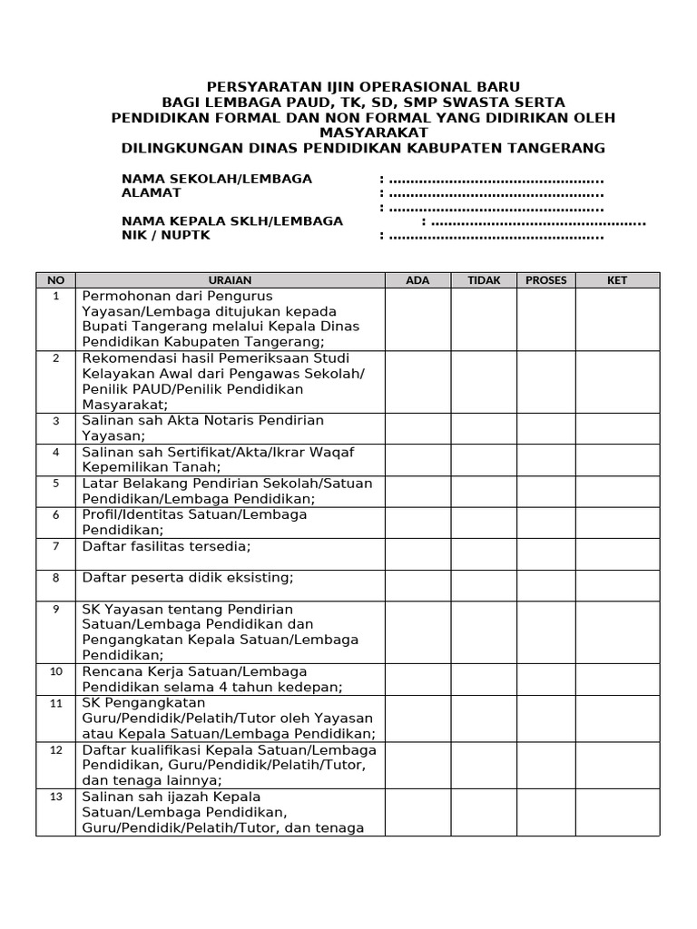 Persyaratan Ijin Operasional Baru | PDF | Ilmu Sosial