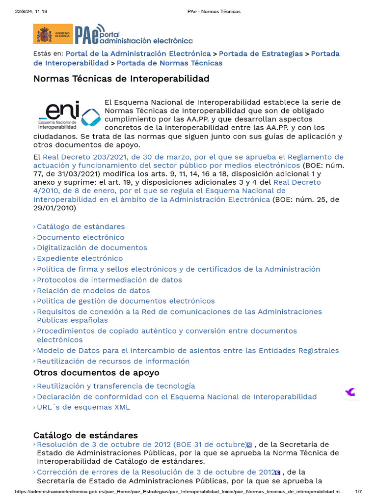 Normas Técnicas de Interoperabilidad ENI | PDF | Informática