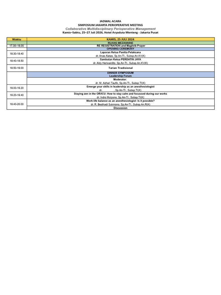 Rundown Simposium JPM Dan Simposium Perawat | PDF | Perioperative ...