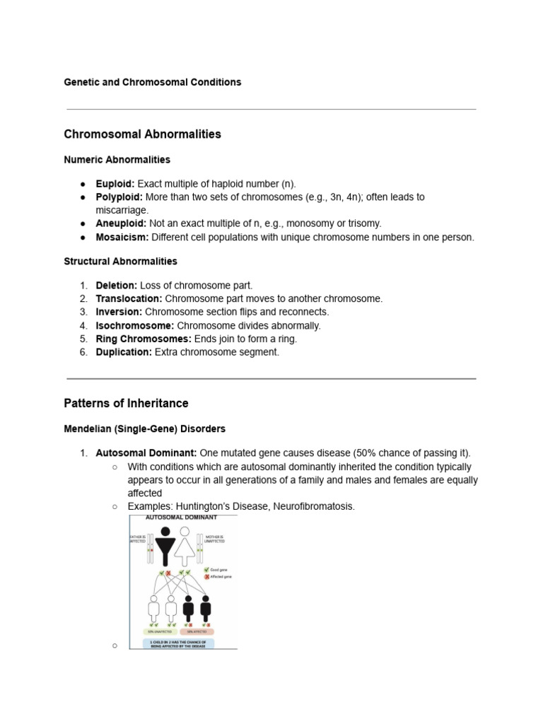 Genetic and Chromosomal Conditions | PDF | Genetic Disorder | Medical ... Genetic and Chromosomal Conditions | PDF | Genetic Disorder | Medical ...