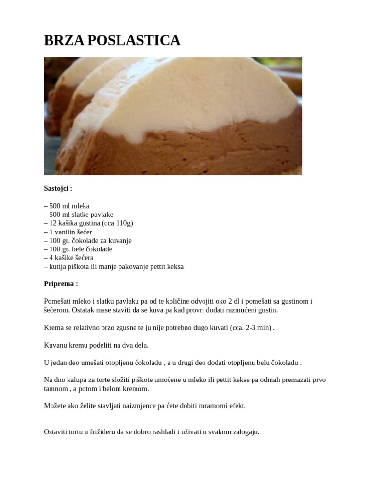 Brza Poslastica | PDF