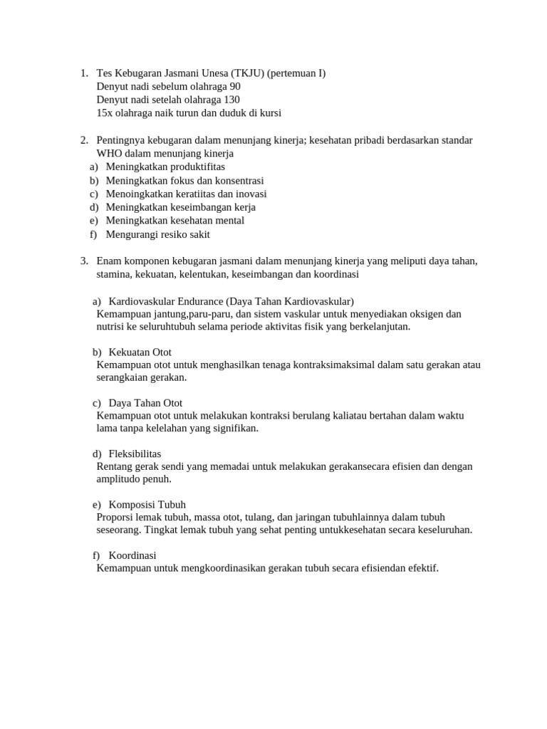 Yollanda Issaura - Kebugaran Jasmani - Topik 1 - Eksplorasi - Konsep | PDF